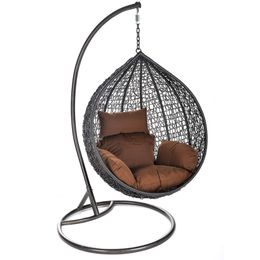 Home Deluxe Cielo Polyrattan Hängesessel mit Gestell, Korb grau