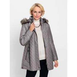 WITT Damen Longjacke mit Teddy-Fleece-Futter, grau, Größe 21