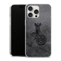 DeinDesign iPhone 15 Pro Max Handy Silikon H&uuml;lle Case transparent Handyh&uuml;lle Official Licensed Product Msv Duisburg Zebra Silikon Case