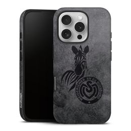DeinDesign iPhone 16 Pro Handy Panzer Handyh&uuml;lle robuste Outdoor H&uuml;lle Schutzh&uuml;lle matt Official Licensed Product Msv Duisburg Zebra Tough Case