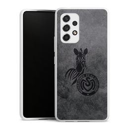 DeinDesign Galaxy A53 5G Handy Silikon H&uuml;lle Case wei&szlig; Handyh&uuml;lle Msv Duisburg Zebra Official Licensed Product Silikon Case