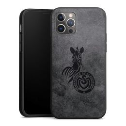 DeinDesign iPhone 12 Pro Handy Premium Silikon H&uuml;lle Handyh&uuml;lle schwarz Case Official Licensed Product Msv Duisburg Zebra Silikon Premium Case