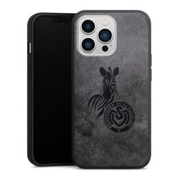 DeinDesign iPhone 13 Pro Handy Premium Silikon H&uuml;lle Handyh&uuml;lle schwarz Case Official Licensed Product Msv Duisburg Zebra Silikon Premium Case
