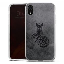 DeinDesign iPhone Xr Handy Silikon H&uuml;lle Case transparent Handyh&uuml;lle Official Licensed Product Msv Duisburg Zebra Silikon Case