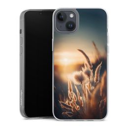 DeinDesign iPhone 14 Plus Handy Silikon H&uuml;lle Case transparent Handyh&uuml;lle Sun Pampasgras Nature Silikon Case