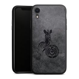 DeinDesign iPhone Xr Handy Premium Silikon H&uuml;lle Handyh&uuml;lle schwarz Case Official Licensed Product Msv Duisburg Zebra Silikon Premium Case