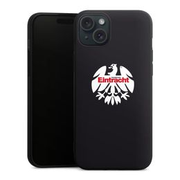 DeinDesign iPhone 15 Plus Handy Premium Silikon H&uuml;lle Handyh&uuml;lle schwarz Case Eagle Retro Logo Silikon Premium Case