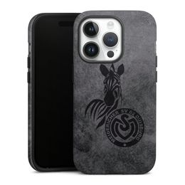 DeinDesign iPhone 14 Pro Handy Panzer Handyh&uuml;lle robuste Outdoor H&uuml;lle Schutzh&uuml;lle matt Official Licensed Product Msv Duisburg Zebra Tough Case