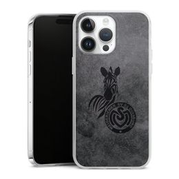 DeinDesign iPhone 14 Pro Max Handy Silikon H&uuml;lle Case transparent Handyh&uuml;lle Official Licensed Product Msv Duisburg Zebra Silikon Case