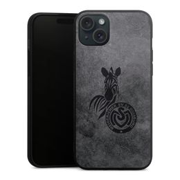 DeinDesign iPhone 15 Plus Handy Premium Silikon H&uuml;lle Handyh&uuml;lle schwarz Case Official Licensed Product Msv Duisburg Zebra Silikon Premium Case