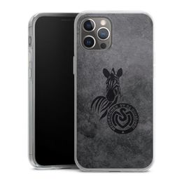DeinDesign iPhone 12 Pro Max Handy Silikon H&uuml;lle Case transparent Handyh&uuml;lle Official Licensed Product Msv Duisburg Zebra Silikon Case