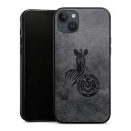 DeinDesign iPhone 14 Plus Handy Silikon H&uuml;lle Case schwarz Handyh&uuml;lle Official Licensed Product Msv Duisburg Zebra