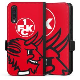 DeinDesign Galaxy A50 Handy Klapph&uuml;lle Handyh&uuml;lle aus Kunst Leder schwarz Flip Case Devil 1. Fc Kaiserslautern 1. Fck Sideflip mit Lasche