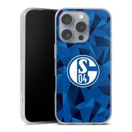 DeinDesign iPhone 16 Pro Handy Silikon H&uuml;lle Case transparent Handyh&uuml;lle Camouflage Fc Schalke 04 Muster Silikon Case