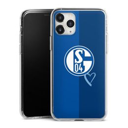 DeinDesign iPhone 11 Pro Max Handy Silikon H&uuml;lle Case transparent Handyh&uuml;lle Heart Schalke 04 Fc Schalke 04 Silikon Case