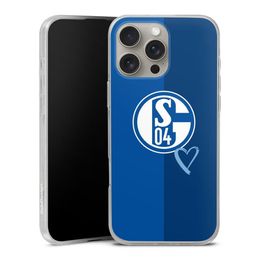 DeinDesign iPhone 16 Pro Max Handy Silikon H&uuml;lle Case transparent Handyh&uuml;lle Heart Schalke 04 Fc Schalke 04 Silikon Case