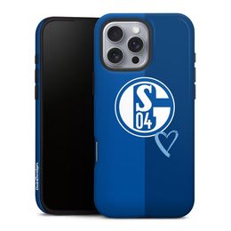 DeinDesign iPhone 16 Pro Max Handy Panzer Handyh&uuml;lle robuste Outdoor H&uuml;lle Schutzh&uuml;lle gl&auml;nzend Heart Schalke 04 Fc Schalke 04 Tough Case
