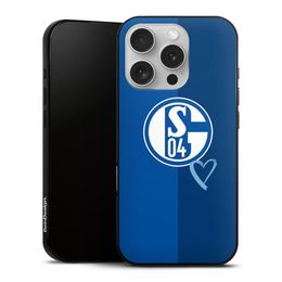 DeinDesign iPhone 16 Pro Handy Slim Case extra d&uuml;nn Silikon Handyh&uuml;lle schwarz H&uuml;lle Heart Schalke 04 Fc Schalke 04 Silikon Slim Case