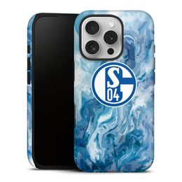 DeinDesign iPhone 16 Pro Handy Panzer Handyh&uuml;lle robuste Outdoor H&uuml;lle Schutzh&uuml;lle matt Logo Fc Schalke 04 Merchandise Tough Case