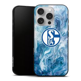 DeinDesign iPhone 16 Pro Handy Slim Case extra d&uuml;nn Silikon Handyh&uuml;lle schwarz H&uuml;lle Logo Fc Schalke 04 Merchandise Silikon Slim Case