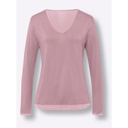 Heine Witt Damen Feinstrickpullover , hinten l&auml;nger, mauve-hellros&eacute;-gemustert, Gr&ouml;&szlig;e 42