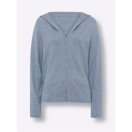 Heine Witt Damen Kapuzenstrickjacke in Feinstrick-Qualit&auml;t, bleu-meliert, Gr&ouml;&szlig;e 36