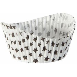 Zenker Papierbackförmchen, Muffinförmchen für schön dekorierte Muffins, Cupcakeförmchen aus Papier, hochwertige Formen, Muffinform mit Sternen (Farbe: Weiß