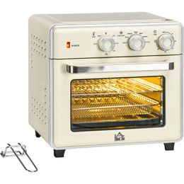 HOMCOM Minibackofen 20L, 5 in 1 Pizza-Ofen inkl. Backblech Set, Frittierkorb, Krümelblech, 1 Std. Timer, 90-230℃, 1400 W Elektrischer Mini Ofen mit