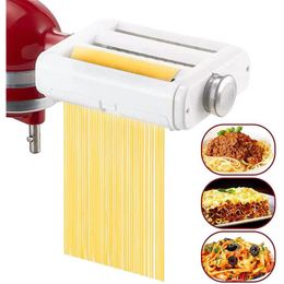 Nudelmaschinen-Aufsatz für KitchenAid-Standmixer, 3-in-1-Set inklusive Nudelroller, Spaghettischneider und Fettuccine-Schneider