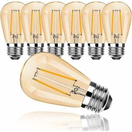 Led E27 S14 2W Warmweiß 2700K Retro Leuchtmittel Glas für Outdoor Lichterkette Ersatzbirne Nicht dimmbar 6er Pack