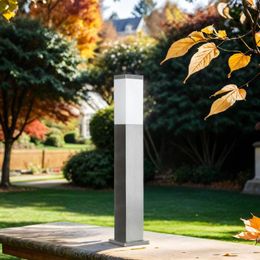 Licht-Erlebnisse Moderne Wegeleuchte Edelstahl eckig 65 cm hoch E27 Outdoor Stehleuchte Pollerleuchte Garten Weg