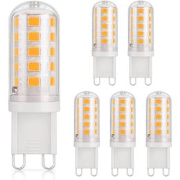 6 Stück G9 LED-Lampe 3 w, 430 lm, entspricht 40 w Halogen, warmweiß 3000 k, 220–240 v, cri 85, nicht dimmbar, energiesparend, Keramiksockel,