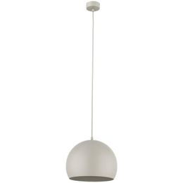 Licht-Erlebnisse Hängelampe Metall E27 D: 27 cm rund H: max. 160 cm Beige Kugelschirm Retro Design Pendelleuchte