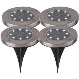 etc-shop 4x Solar Außen Spot Strahler Lampe Edelstahl Wasserfest OUTDOOR Weg-Beleuchtung Garten Terrasse Rasen Auffahrt Erdspieß Boden-Leuchte