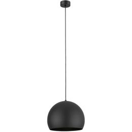 Licht-Erlebnisse Hängeleuchte Metall E27 D: 27 cm H: max. 160 cm Schwarz rund Kugelschirm Retro Pendelleuchte