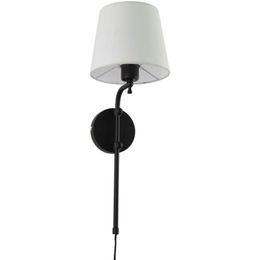 Licht-Erlebnisse Wandlampe Stoff Metall E27 56 cm hoch mit Schalter Schwarz Natur Rustikal