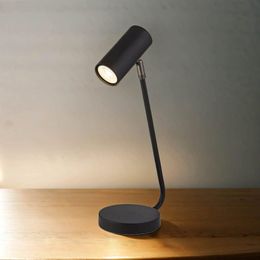 Licht-Erlebnisse Schreibtischlampe Metall verstellbar 40 cm hoch Schwarz GU10 Retro Nachttischleuchte