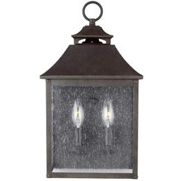 Licht-Erlebnisse Außenlampe Wand Edelstahl Glas h: 43,2 cm IP44 Schwarz antik 2-flammig Rustikal Außenwandlampe