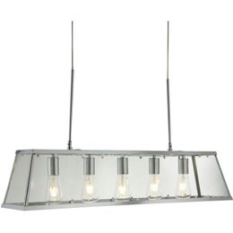 Licht-Erlebnisse - Hängelampe Metall Glas E27 h: max. 150 cm Chrom länglich Retro Pendelleuchte