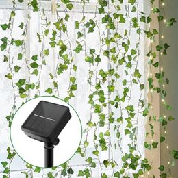 Toolive - Solar-Lichterkette für den Außenbereich, künstliche Efeu-Lichterkette, 100 LEDs, 10 m, 8 Modi, Solar-Außen-Lichterkette für Garten, Balkon,