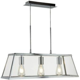 Licht-Erlebnisse Pendelleuchte Metall Glas H: max. 120 cm Chrom E27 3-flammig länglich Retro Design