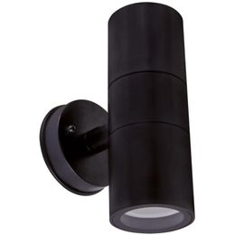 Licht-Erlebnisse - Außenwandleuchte Up Down 16 cm hoch IP54 Schwarz GU10 2-flammig länglich Außenlampe Wand