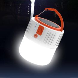 Wiederaufladbare Solarleuchte, Outdoor-Taschen-Camping-Taschenlampe, tragbare Zeltlampe, Sicherheits-Notlicht-Powerbank, 5 Modi Angeln Flutlicht