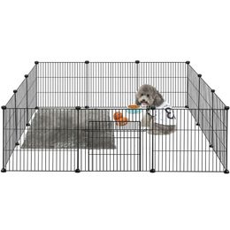 Gehege Freigehege Gittergehege Kleintierkäfig Laufgitter Schwarz Metallgitter Käfig Kaninchen Katzen Welpen diy 12 Platten 142x72x36cm Hengmei