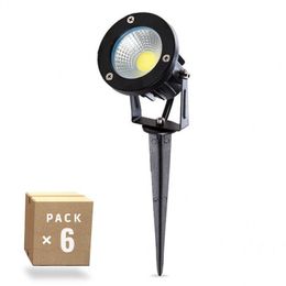 Greenice 6er-Pack LED-Gartenstrahler 9W 758Lm 3000ºK Spike 50.000H [SL-CPDC09-9W-WW-PK6]