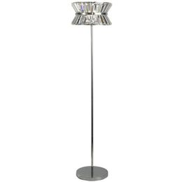 Licht-Erlebnisse - Stehlampe Metall 150 cm Chrom G9 3-flammig rund Art Déco Kristall Stehleuchte