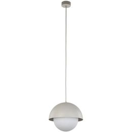 Licht-Erlebnisse Hängelampe Metall Glas E27 rund ø 27 cm h: max. 160 cm Beige Weiß Kugel Schirm Retro