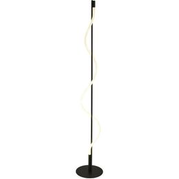 Licht-Erlebnisse - led Stehlampe Metall mit Dimmer Touch Funktion 141 cm hoch Schwarz matt Weiß rund 2700 k warmweiß