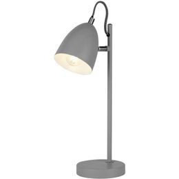 Licht-Erlebnisse Schreibtischlampe Metall verstellbar 38,5 cm Grau E14 Retro Design Nachttischleuchte