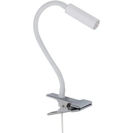 Licht-Erlebnisse Schreibtischlampe Metall G9 Flexarm 40 cm zum Klemmen Weiß Chrom Tischlampe